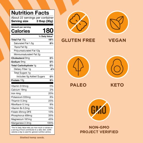 Manitoba Harvest Hemp Seeds, 24 oz; 10g Plant Based Protein and 12g Omega 3 & 6 per Serving, Perfect for smoothies, yogurt & salad, Non-GMO, Vegan, Keto, Paleo, Gluten Free