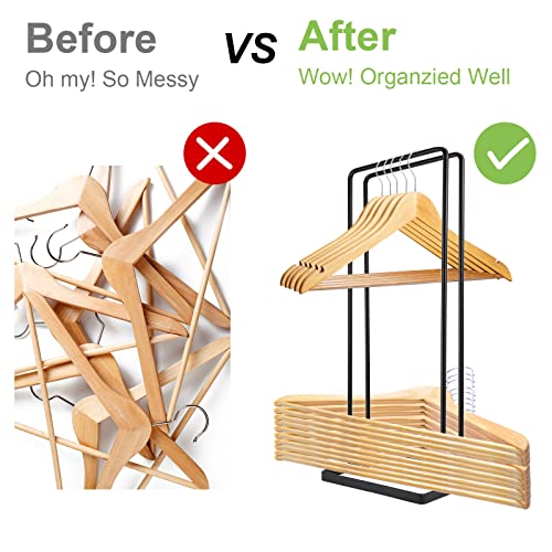 Hanger Organizer Holder, 2Piece Hanger Stacker for Laundry Room Closet Dry Cleaning Room, Hanger Storage Rack for Adult or Kids Hangers
