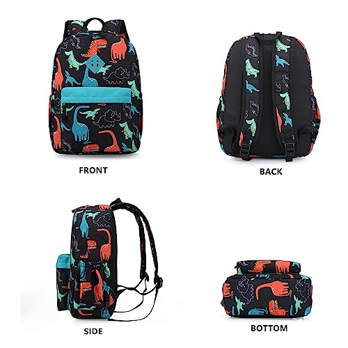 NICE CHOICE Preschool Backpack Kindergarten Little Kid Toddler School Backpacks for Boys and Girls with Chest Strap(15inch, Black Dinosaur)