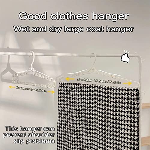 ZEYDURL Large Clothes Hangers Extra Wide Hangers Towel Clips Enlarge Adjustable Shoulder 16.9β-26.2β Drying Hanger for Wide Clothes, Shirts, Bath Towels 4 Pack(White)