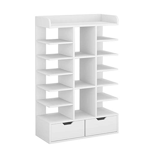 ZOYO Wooden Vertical Shoe Rack,Hallway Storage Stand,Wooden Shoe Storage Cabinet,Saving-Space Shoe Rack,Small Space Storage Rack for entryway ,White(Medium)