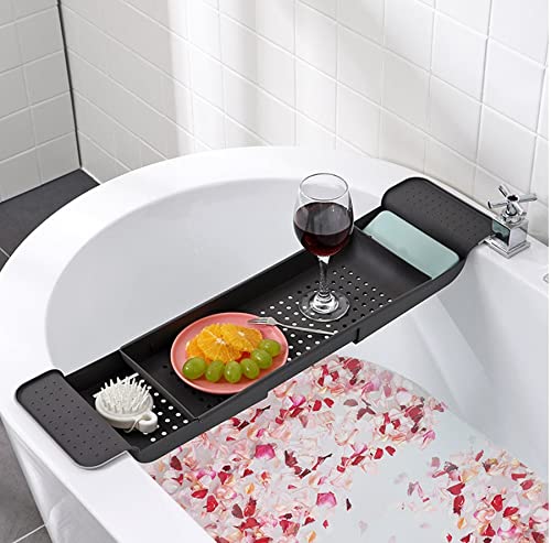 SDGH Retractable Bathtub Storage Rack Bath Tray Shelf Tub Multi-Function Bathroom Tool Towel (Color : OneColor)