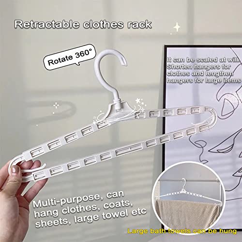 ZEYDURL Large Clothes Hangers Extra Wide Hangers Towel Clips Enlarge Adjustable Shoulder 16.9β-26.2β Drying Hanger for Wide Clothes, Shirts, Bath Towels 4 Pack(White)