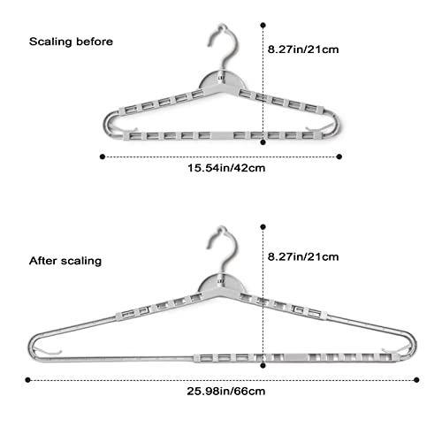ZEYDURL Large Clothes Hangers Extra Wide Hangers Towel Clips Enlarge Adjustable Shoulder 16.9β-26.2β Drying Hanger for Wide Clothes, Shirts, Bath Towels 4 Pack(White)