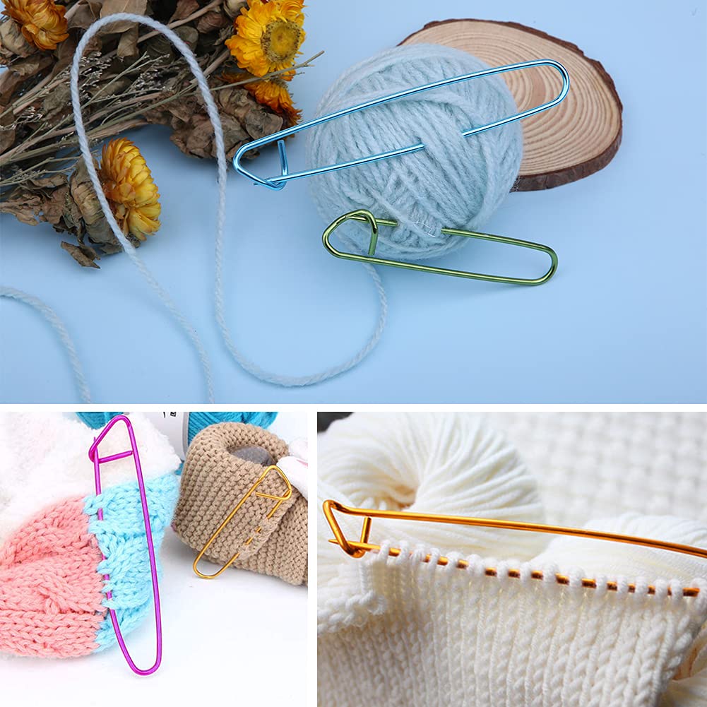 18 PCS Knitting Stitch Holders,6 Sizes Yarn Stitch Holder Set for Crochet Knitting Needle Aluminum Stitch Holders Safety Pins with 100 Locking Stitch Markers