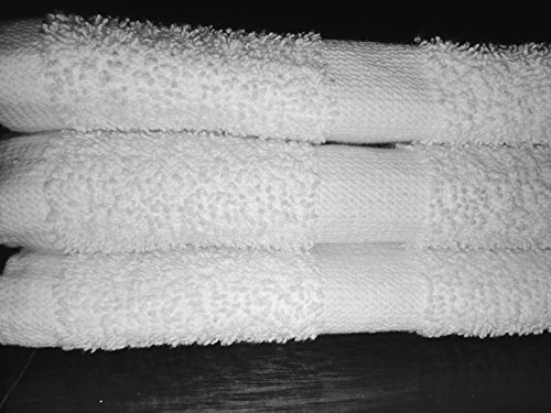 12 New White SPA Gym Salon Hand Towels CAM Border 100% Cotton 15X25 2.25LBS/DZ