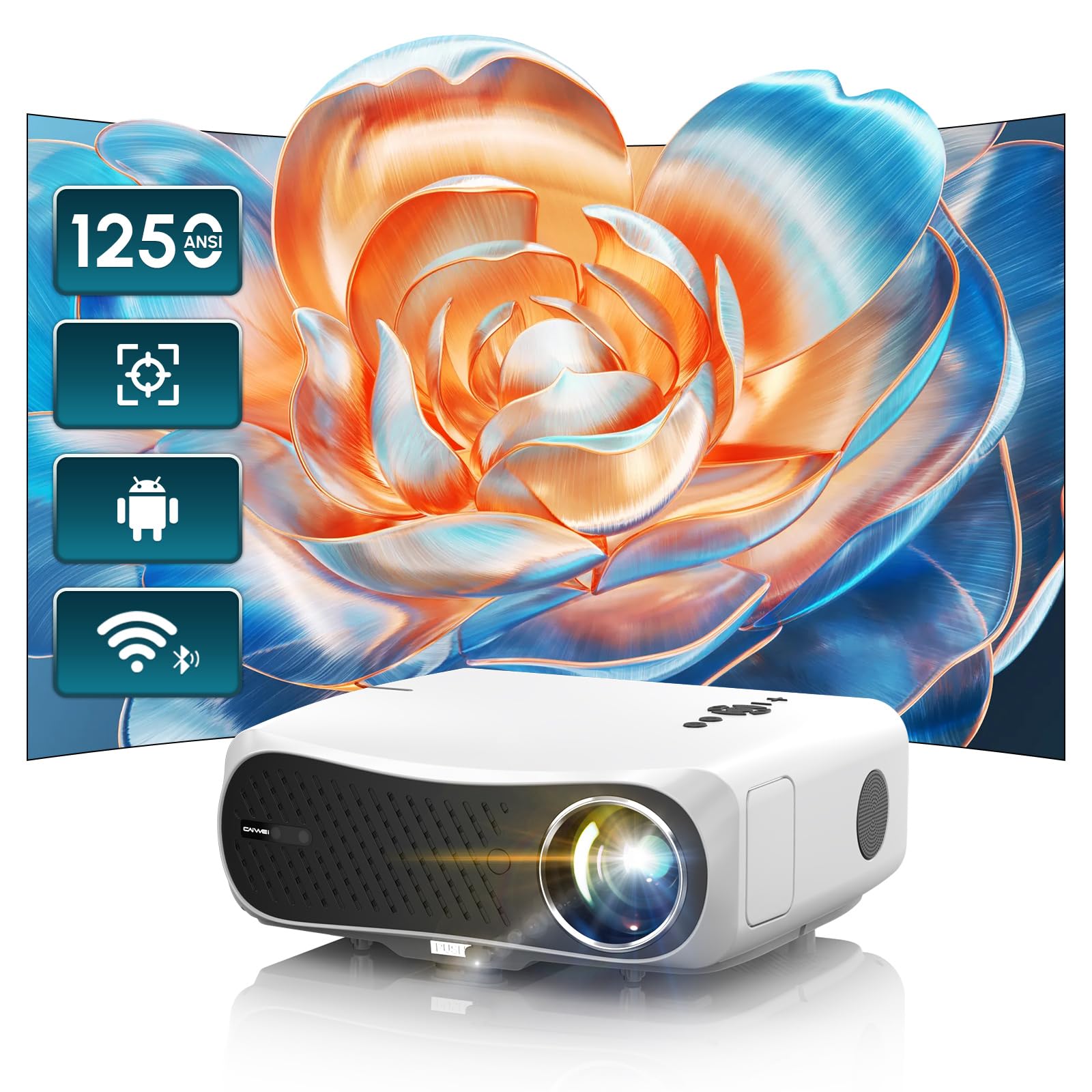 Mini WiFi Bluetooth Projector for Phone,Portable Video Projector Kids Gift,Smart LCD Projector Full HD 1080P Supported,Small Outdoor Home Movie Projector with Android OS/HDMI/USB for TV Stick/PS5/DVD