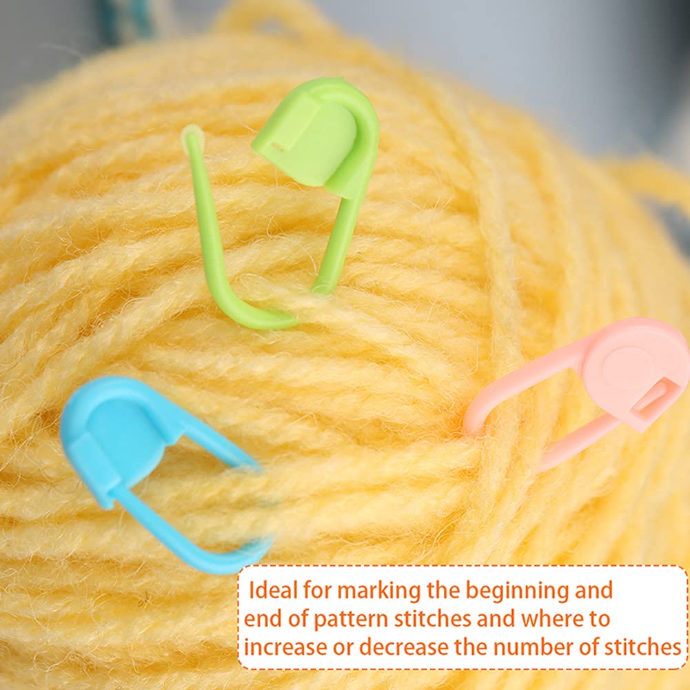 18 PCS Knitting Stitch Holders,6 Sizes Yarn Stitch Holder Set for Crochet Knitting Needle Aluminum Stitch Holders Safety Pins with 100 Locking Stitch Markers