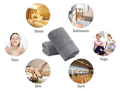 Lin Cotton Hand Towels, Soft & Highly Absorbent Hand Towel for Bathroom,Set of 2 Grey 14 x 30 Inch