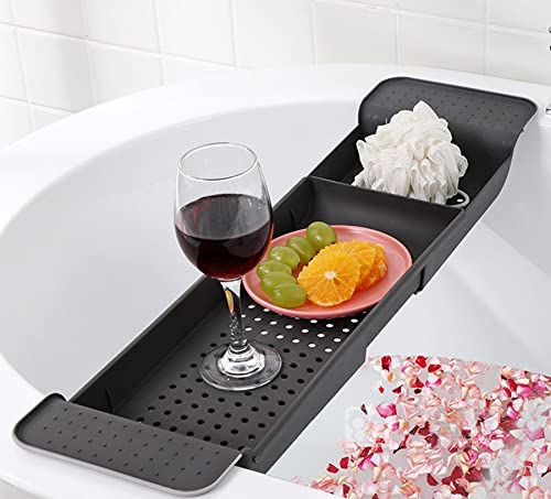 SDGH Retractable Bathtub Storage Rack Bath Tray Shelf Tub Multi-Function Bathroom Tool Towel (Color : OneColor)
