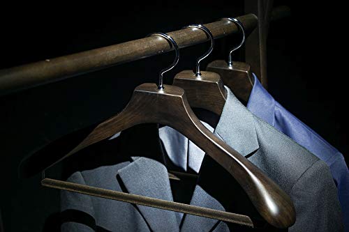 NAKATA HANGER: Made in Japan Wooden Men's Suit Hanger with a Felt bar Smoked Brown AUT-05SM(w:430)
