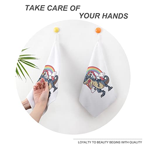 Unicorn Riding Dinosaur Hand Towel Hanging Soft Towels Kitchen Bathroom Decorative Printed Funny Cute Patten