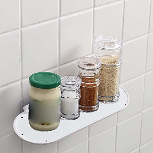 Floating Wall Shelves Bathroom Shampoo Shelf Nails Kitchen Jar Shelves Shower Caddy for Living Room and Home Bathroom Toilet, White