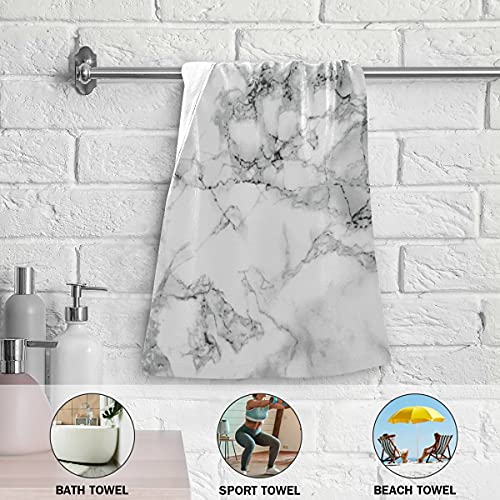 Marble Bath Hand Towel 2 Pcs Absorbent White Marble Prints with Black Hand Towels Granite Marbling Face Towel Soft Marble Stone Fingertip Towel for Bathroom Kitchen Hotel Spa Decor Gift 28.3x14.4in