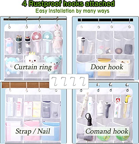 MISSLO Shower Caddy Organizer 5 Pockets + Mesh Shower Organizer Hanging 15 Pockets Over the Door