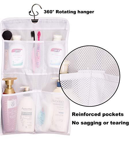 MISSLO Shower Caddy Organizer 5 Pockets + Mesh Shower Organizer Hanging 15 Pockets Over the Door