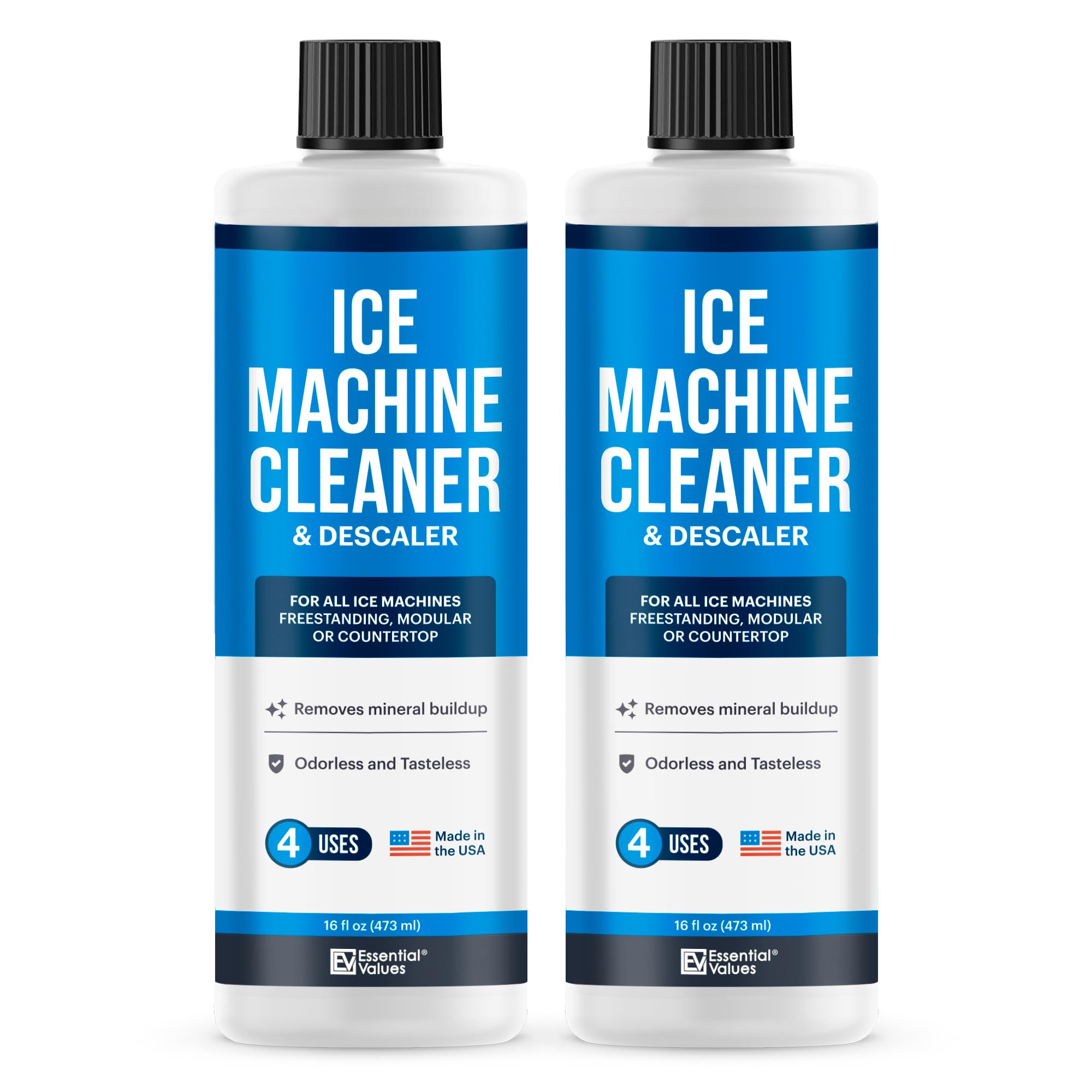 Essential Values 2-Pack Ice Machine Cleaner and Descaler 16 fl oz, Nickel Safe Descaler | Ice Maker Cleaner Compatible with All Major Brands (Scotsman, KitchenAid, Affresh)