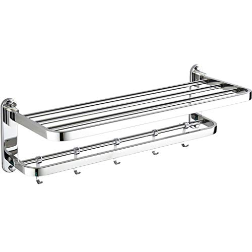 OMOONS Stainless Steel Wall Mounted Bathroom Towel Rack Brushed Towel Shelf Towel Holder Hotel Rail Shelf Storage Holder for The Bathroom