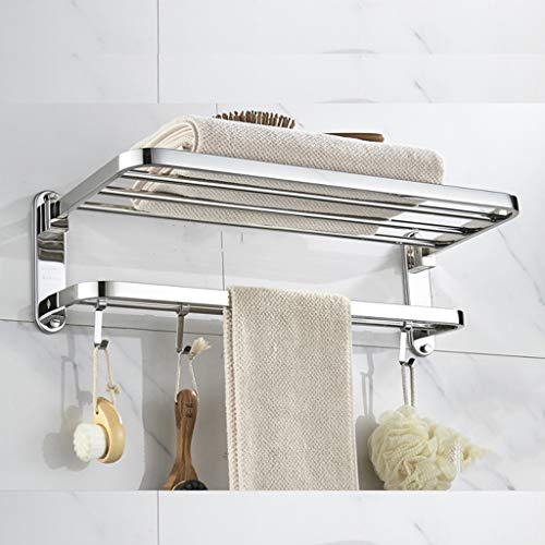 OMOONS Stainless Steel Wall Mounted Bathroom Towel Rack Brushed Towel Shelf Towel Holder Hotel Rail Shelf Storage Holder for The Bathroom