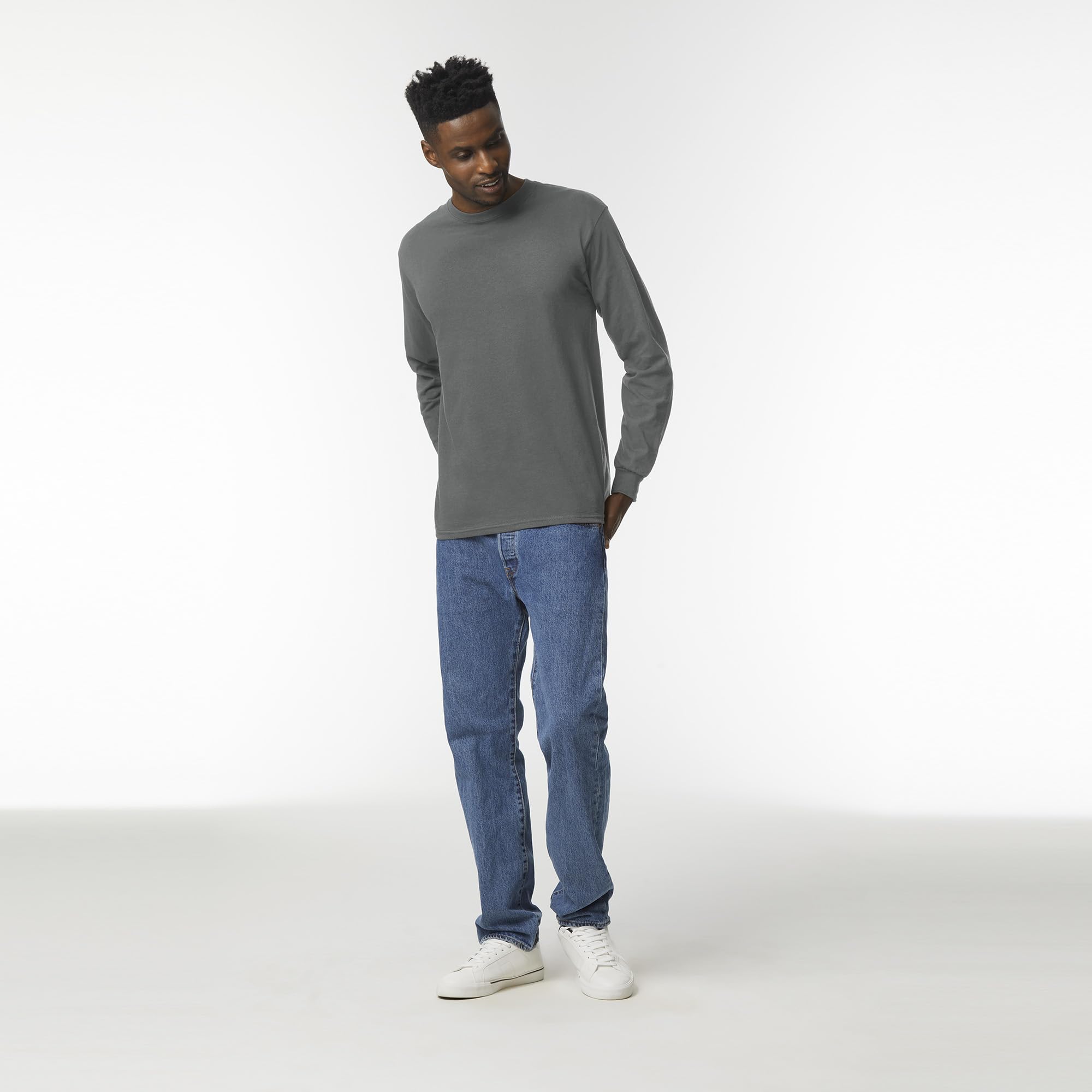 Gildan Men's Ultra Cotton Long Sleeve T-Shirt, Style G2400, Multipack, Charcoal (2-Pack), X-Large