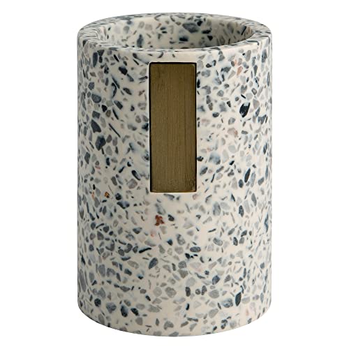 Allure Home Creation Lerrazzo 4-Piece Resin with Bamboo Bathroom Accessory Set in Grey/Natural Terrazzo Look Finish