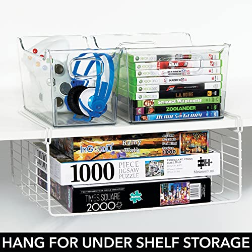 mDesign Modern Versatile Metal Closet, Cabinet Organizer Storage 2-Tier Shelf Divider and Separator for Bedrooms, Bathrooms, Entryways, Hallways, Kitchen Pantry, Office - Easy Install - White