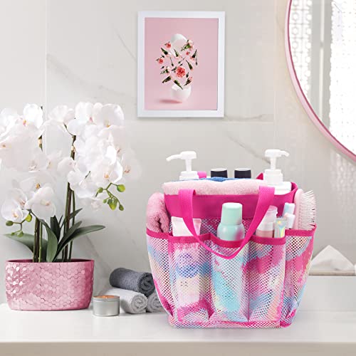 Mesh Shower Bag for Dorm Room - 9” x 9” x 9.5” Toiletry Shower Caddy for Women Students Tie Dyed Pattern Shower Tote Large Capacity Portable with 8 Pocket for Gym College Bathroom Beach Essentials
