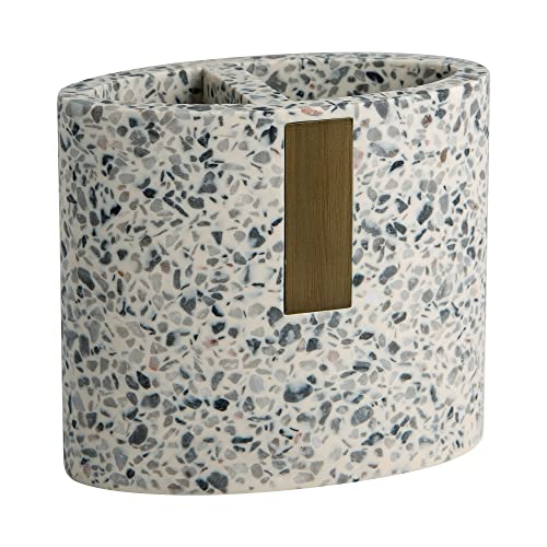 Allure Home Creation Lerrazzo 4-Piece Resin with Bamboo Bathroom Accessory Set in Grey/Natural Terrazzo Look Finish
