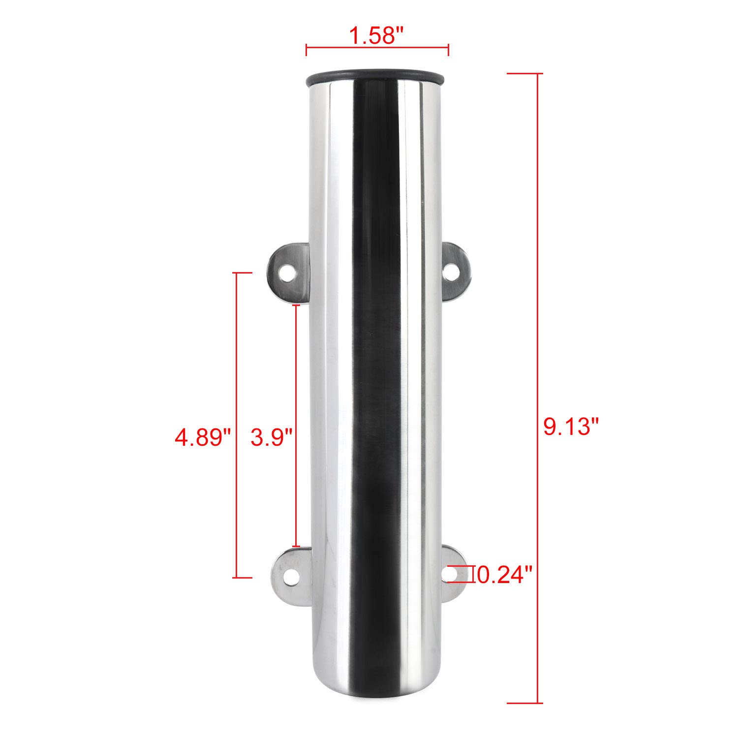 Amarine Made Boat Marine Fishing Stainless Steel Side Mounted Transom Mounted Rod Holders with Weld Brackets (2-Pack)