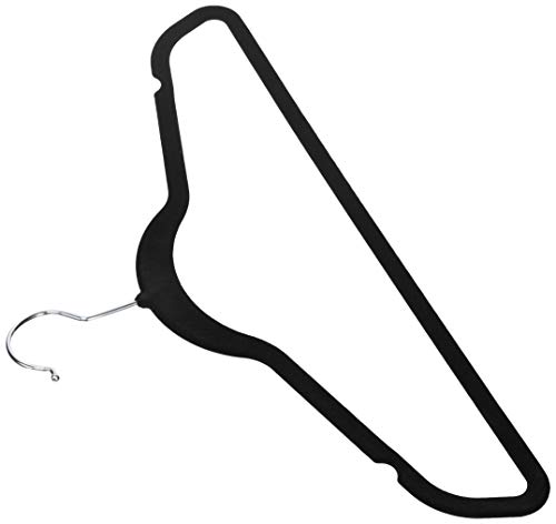 BriaUSA Velvet Suit Clothes Hangers Multipurpose Slim with Notched Shoulders & Swivel Chrome Hooks – Black – Set of 10