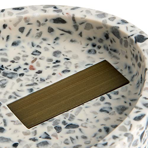 Allure Home Creation Lerrazzo 4-Piece Resin with Bamboo Bathroom Accessory Set in Grey/Natural Terrazzo Look Finish