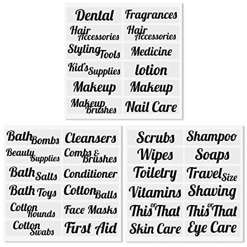mDesign Acrylic Storage Organizer Canister Jar with Labels, Large Containers - Bathroom Storage, Organization for Vanity, Counter, or Makeup Table, Lumiere Collection, Set/2 + Labels, Clear/Brushed