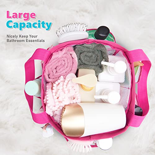 Mesh Shower Bag for Dorm Room - 9” x 9” x 9.5” Toiletry Shower Caddy for Women Students Tie Dyed Pattern Shower Tote Large Capacity Portable with 8 Pocket for Gym College Bathroom Beach Essentials