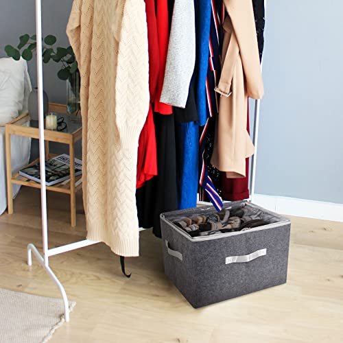 Premium Felt Shoe Organizer Closet Storage Solution with Adjustable Dividers & Clear Cover for Storing Shoes, Clothing, Handbags, Blankets (19.7β L x 15.7β W)