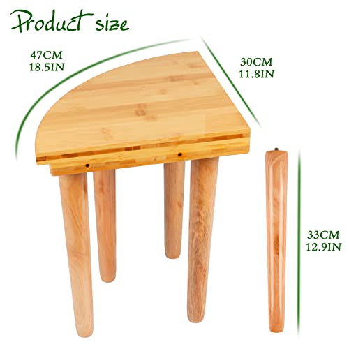 Corner Shower Bench, Wooden Shower Stool for Shaving Legs, Teak Shower Foot Rest, Shower Foot Stool for Bathroom Bath Spa Shower Spaces Corner, Natural