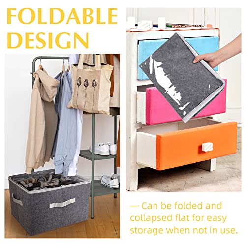 Premium Felt Shoe Organizer Closet Storage Solution with Adjustable Dividers & Clear Cover for Storing Shoes, Clothing, Handbags, Blankets (19.7β L x 15.7β W)