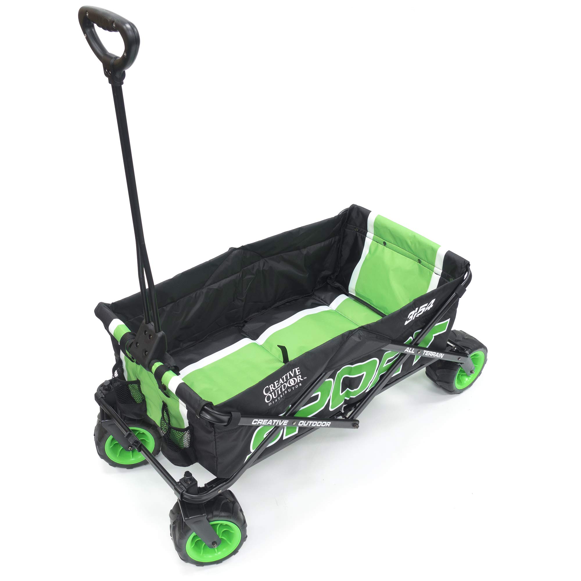 Creative Outdoor Push Pull Beach Hauler XXL, Collapsible and Portable Folding Wagon Cart, 200lbs Weight Capacity, Sport Series, Beach, Park, Garden Sports & Tailgate, (Green)