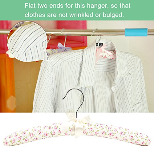 Floral Cotton Padded Hangers Soft Dress Hanger 10PCS, with Hair Rope