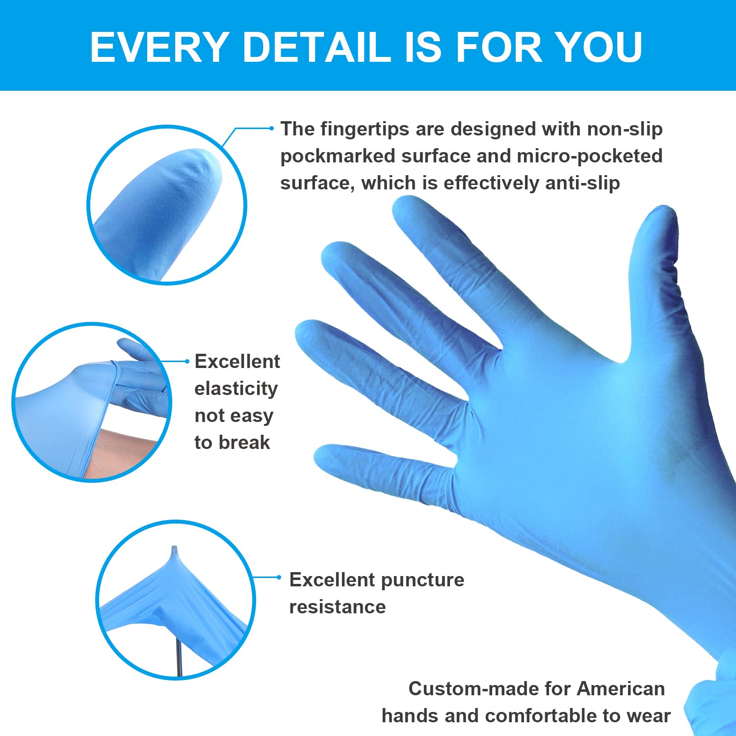 FINITEX Nitrile Disposable Medical Exam Gloves Blue 2000 PCS (Small)