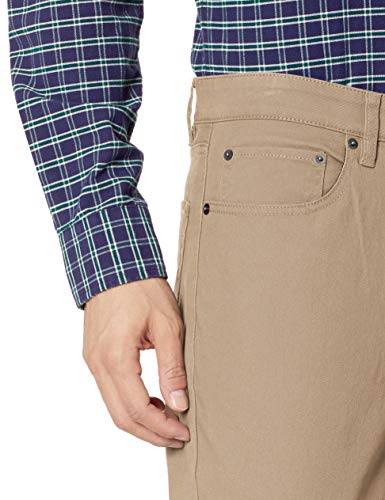 Amazon Essentials Men's Pants, Relaxed-Fit, 5-Pockets, Stretch Twill, Khaki Brown, 36W x 32L