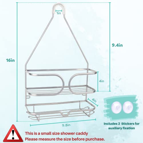 KeFanta Shower Caddy over Shower Head, Hanging Shower Organizer, Silver Shampoo Holder for Bathroom, Shower Storage Rack