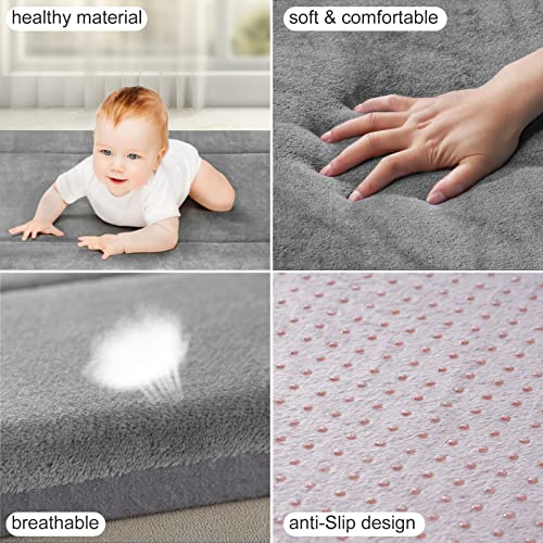 JoicyCo Dog Bed Crate Pad Mat Soft Mattress 42 in Non-Slip Washable Pet Dog Beds for Large Dogs Kennel Pad, Clay Gray L