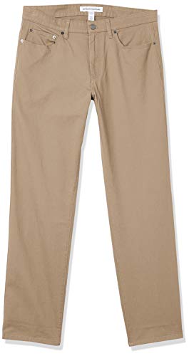 Amazon Essentials Men's Pants, Relaxed-Fit, 5-Pockets, Stretch Twill, Khaki Brown, 36W x 32L