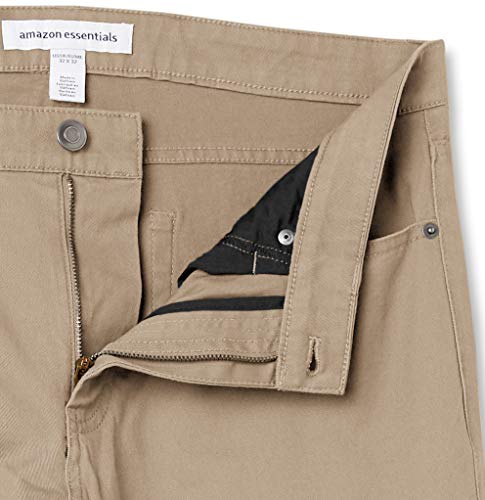 Amazon Essentials Men's Pants, Relaxed-Fit, 5-Pockets, Stretch Twill, Khaki Brown, 36W x 32L