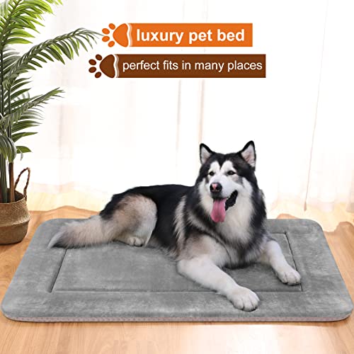 JoicyCo Dog Bed Crate Pad Mat Soft Mattress 42 in Non-Slip Washable Pet Dog Beds for Large Dogs Kennel Pad, Clay Gray L