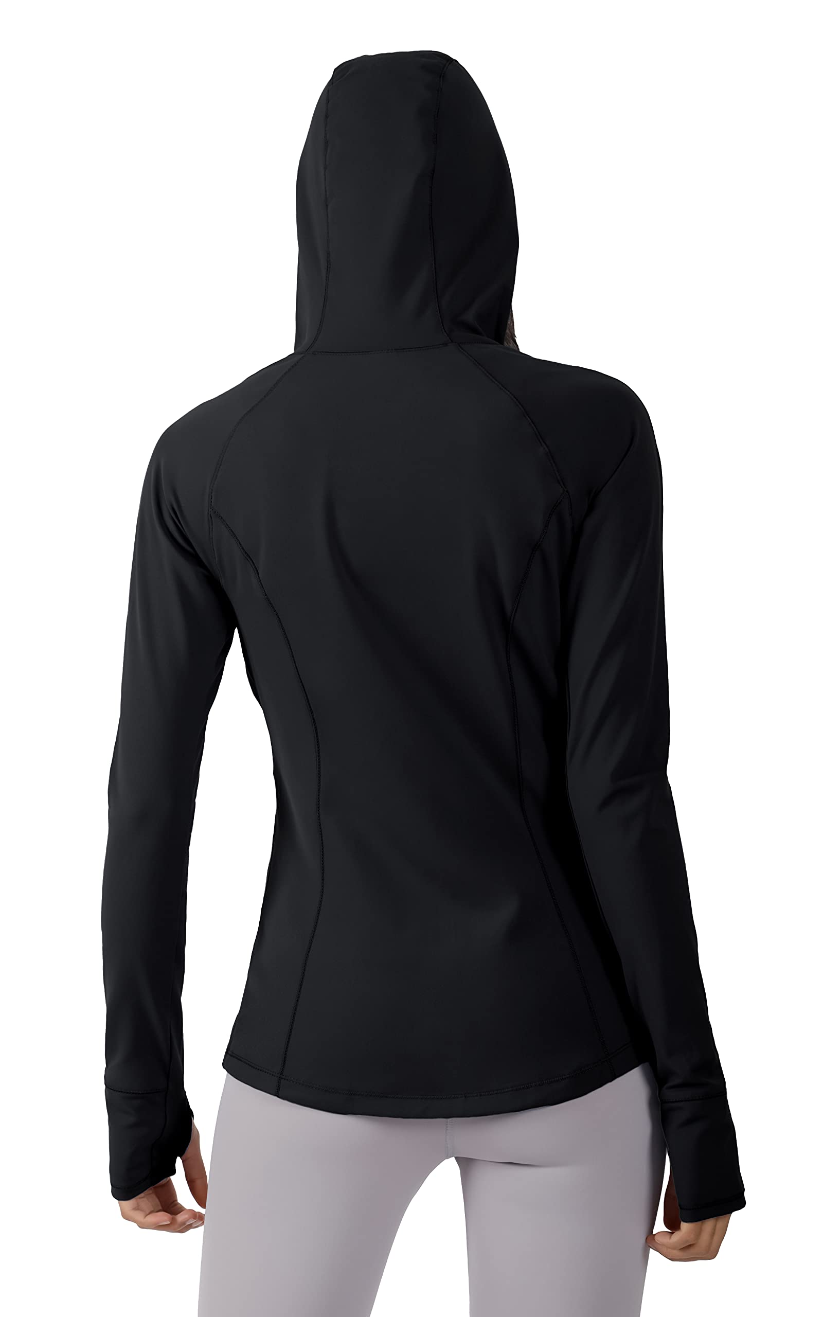 Yogalicious Lux full-Zip Hooded Running Workout Yoga Jacket - Black - XL