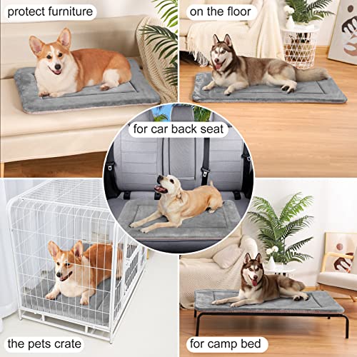 JoicyCo Dog Bed Crate Pad Mat Soft Mattress 42 in Non-Slip Washable Pet Dog Beds for Large Dogs Kennel Pad, Clay Gray L
