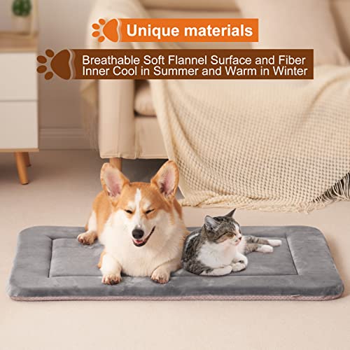 JoicyCo Dog Bed Crate Pad Mat Soft Mattress 42 in Non-Slip Washable Pet Dog Beds for Large Dogs Kennel Pad, Clay Gray L
