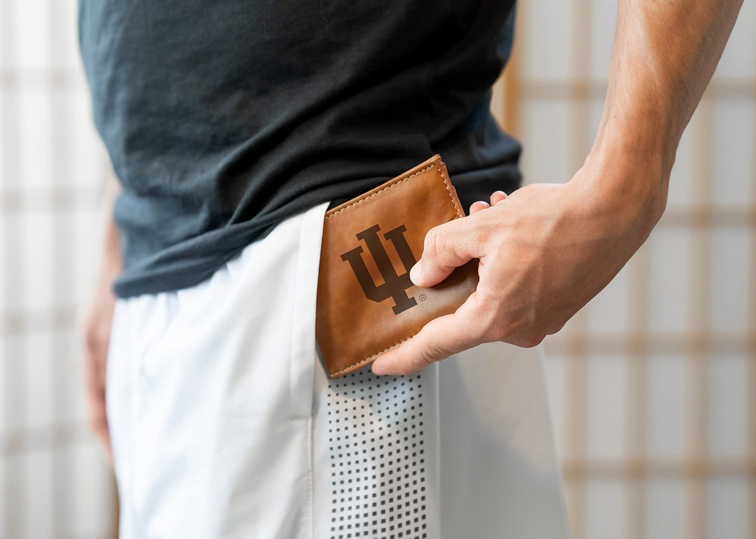 Rico Industries Indiana Hoosiers Laser Engraved Bill-fold Wallet - Slim Design - Great Gift By Rico Industries,Brown