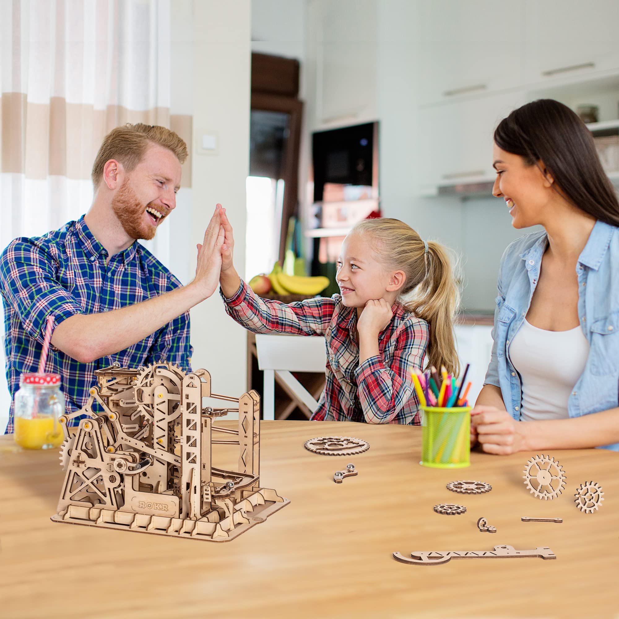 ROKR Marble Run 3D Wooden Puzzles Model Building Kits for Adults - Educational Project Brain Teaser, DIY Crafts for Adults & Kids (Ladder)